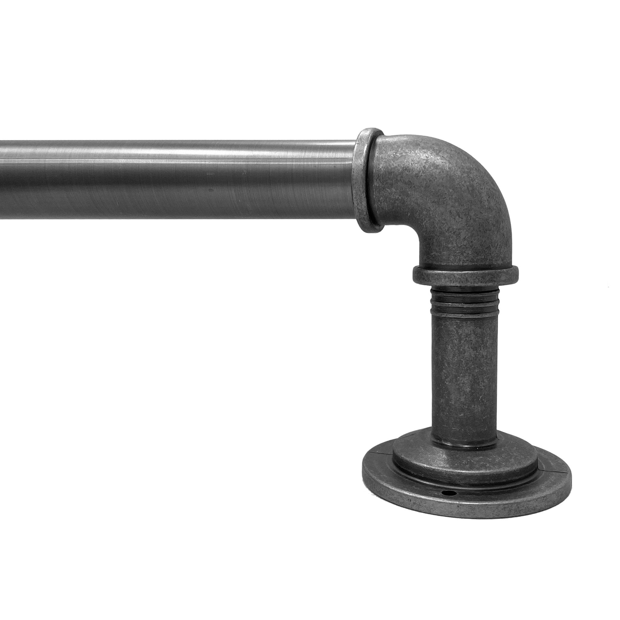 1" Metal Industrial Pipe Curtain Rod, Antique Pewter, 36-72" - Walmart.com