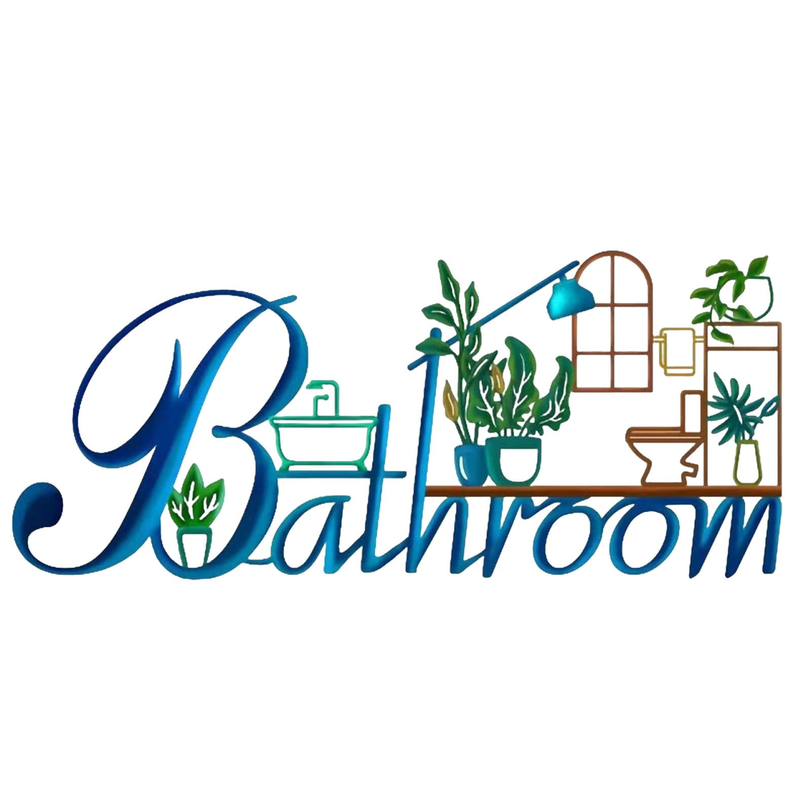 1*Metal Ironwork Hanging Decoration - Bathroom Decor Wall Art Word Sign ...