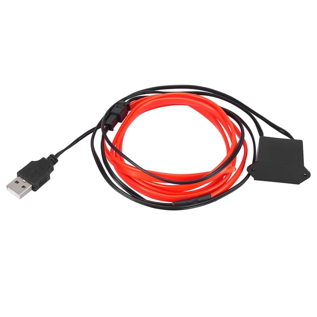 1 Meter/3ft Interior USB Neon EL Wire String Strip Red Cold Light Glow ...