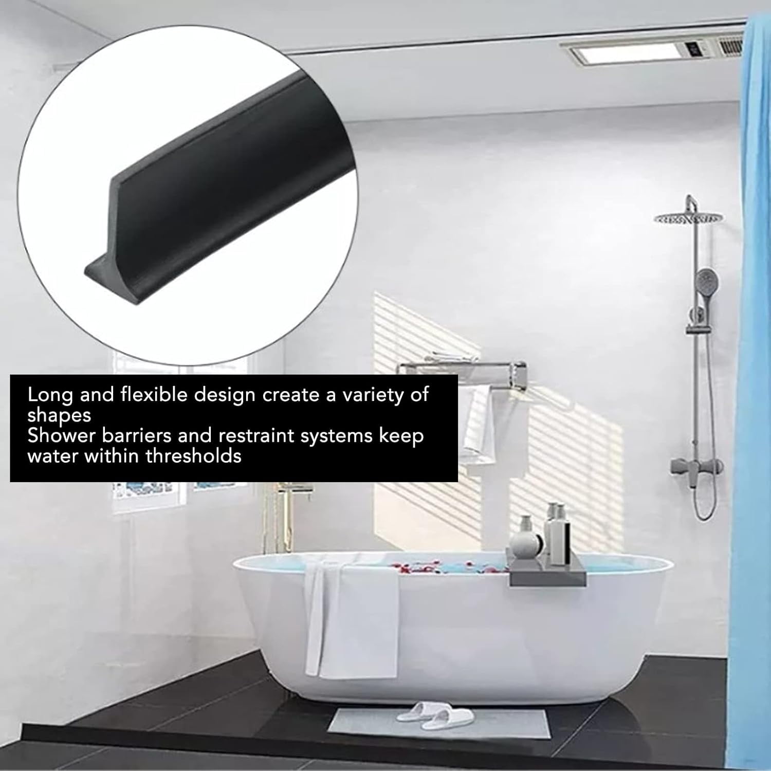 1 Meter Shower Threshold, Self Adhesive TPE Shower Wet and Dry ...