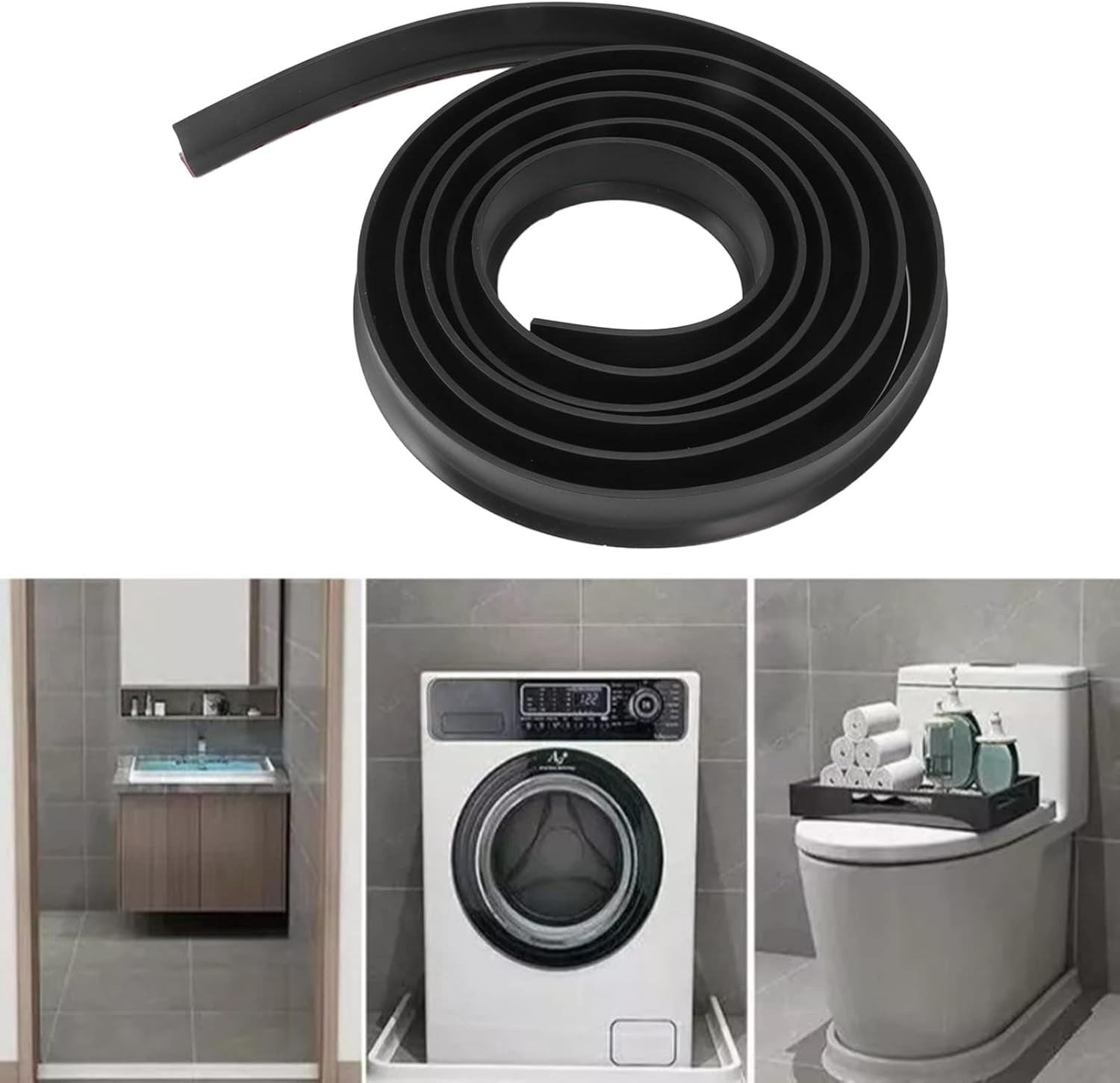 1 Meter Shower Threshold Water Dam, Self Adhesive TPE Shower Wet and ...