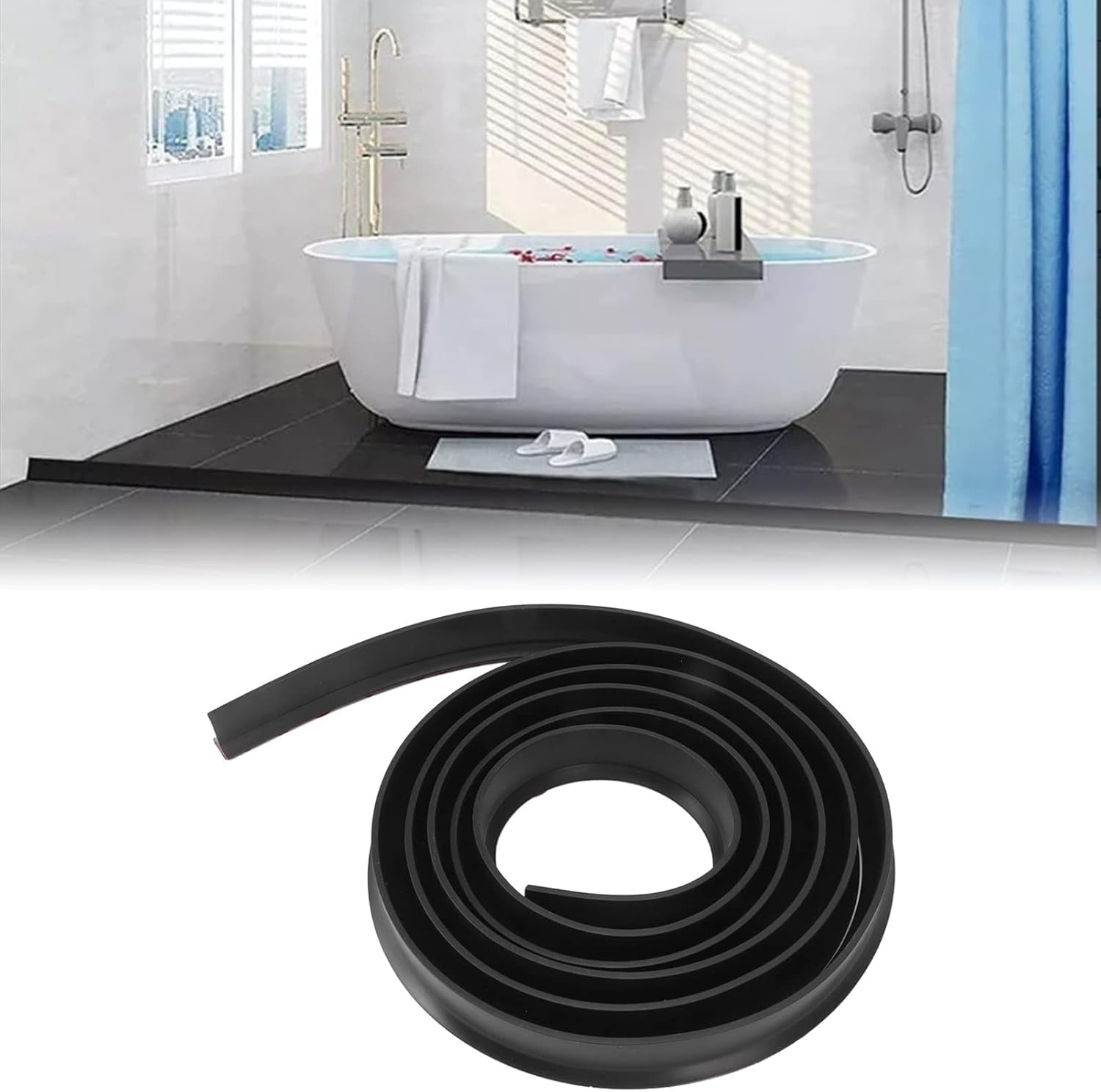 1 Meter Shower Threshold Water Dam, Self Adhesive TPE Shower Wet and ...