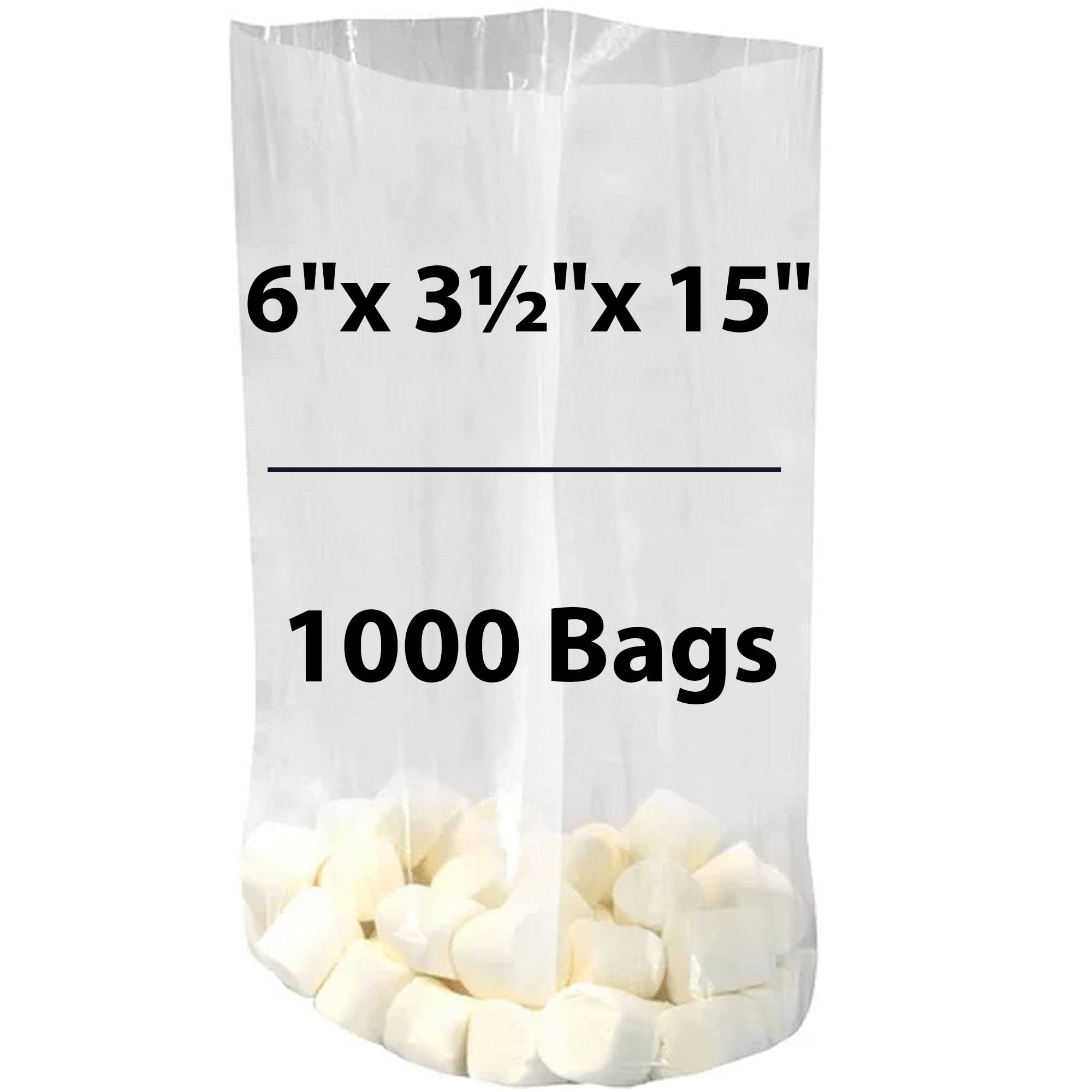 1 Mil Expandable Gusseted Polypropylene Bags LDPE - 6"X3.5"X18" & (1000 ...
