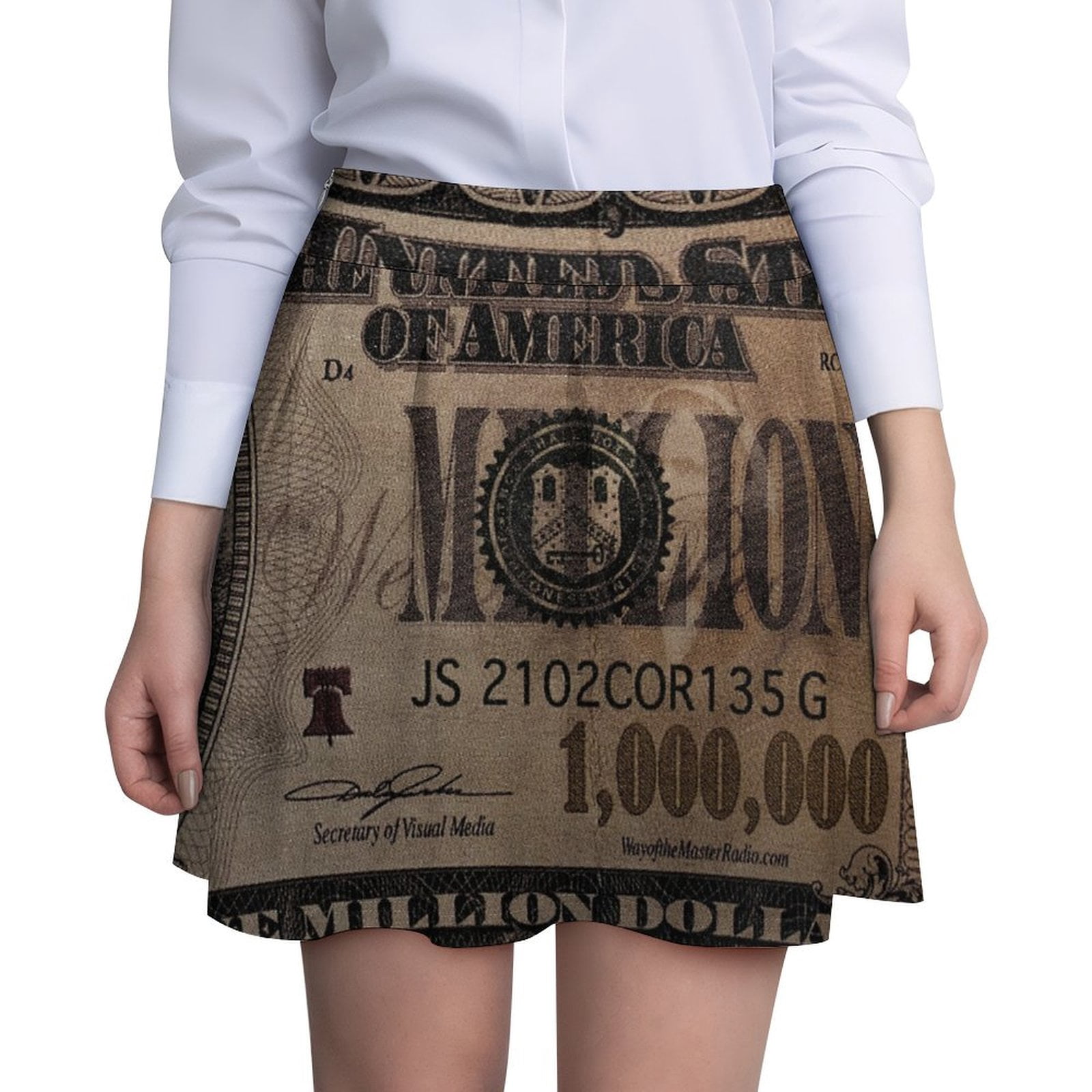 1 Million Dollar Bill Women's Casual Mini Skirt Invisible Zipper Summer ...