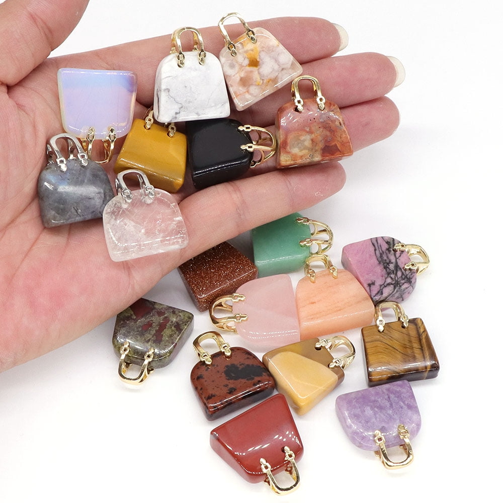 1" Mini Women Bag Natural Stones Crystal Healing Reiki Quartz Gemstone ...