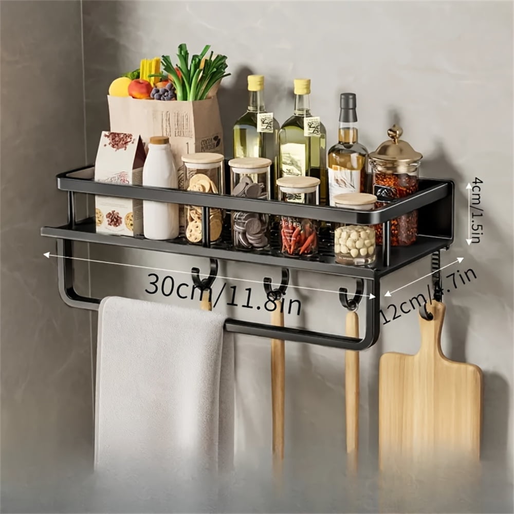 1 Multi-Functional Storage Rack With Rod Seasoning Rack Wall-Mounted ...