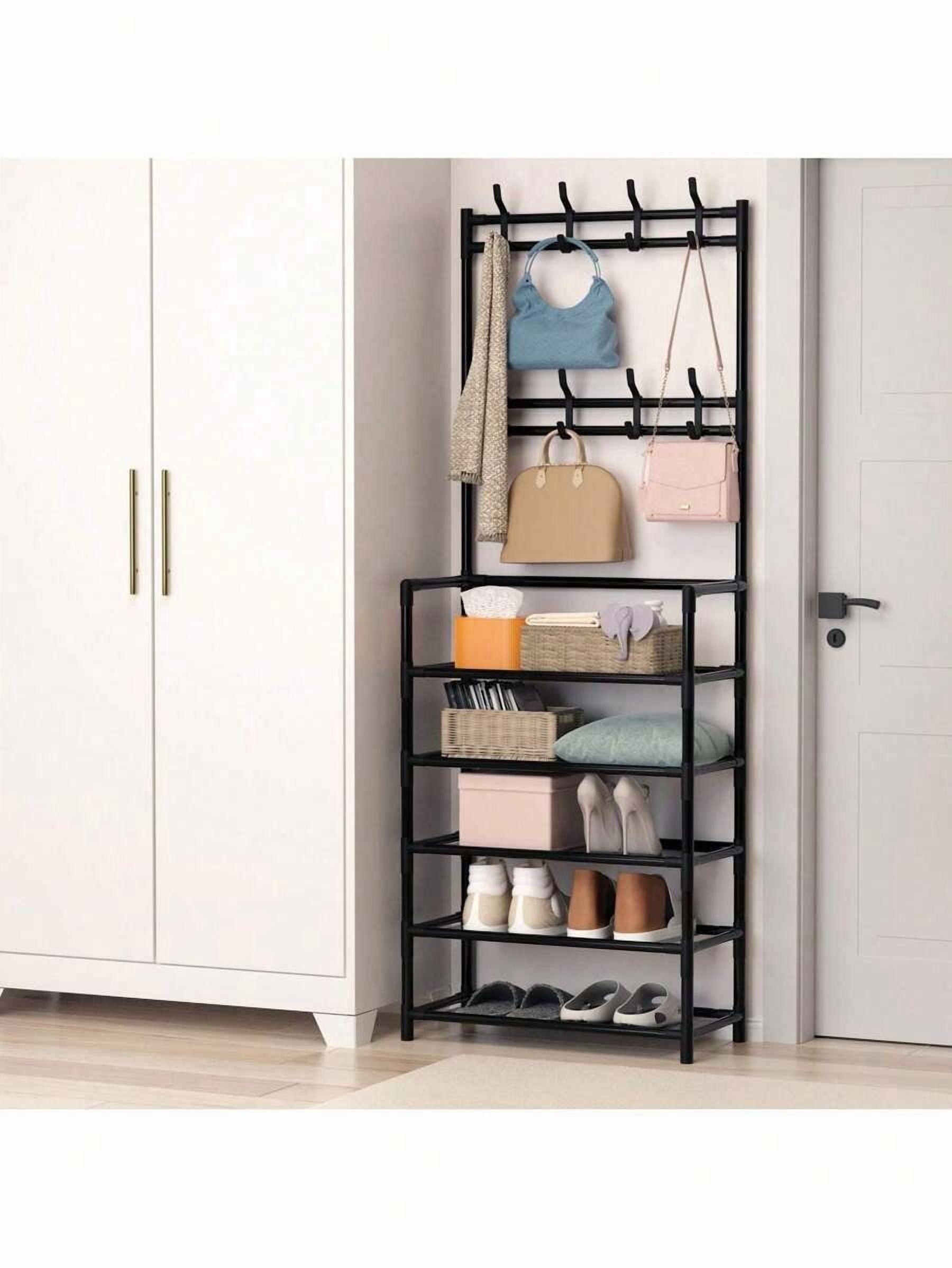 1 Multifunctional Shoe And Hat Rack With 8 Hooks, Large Capacity For ...