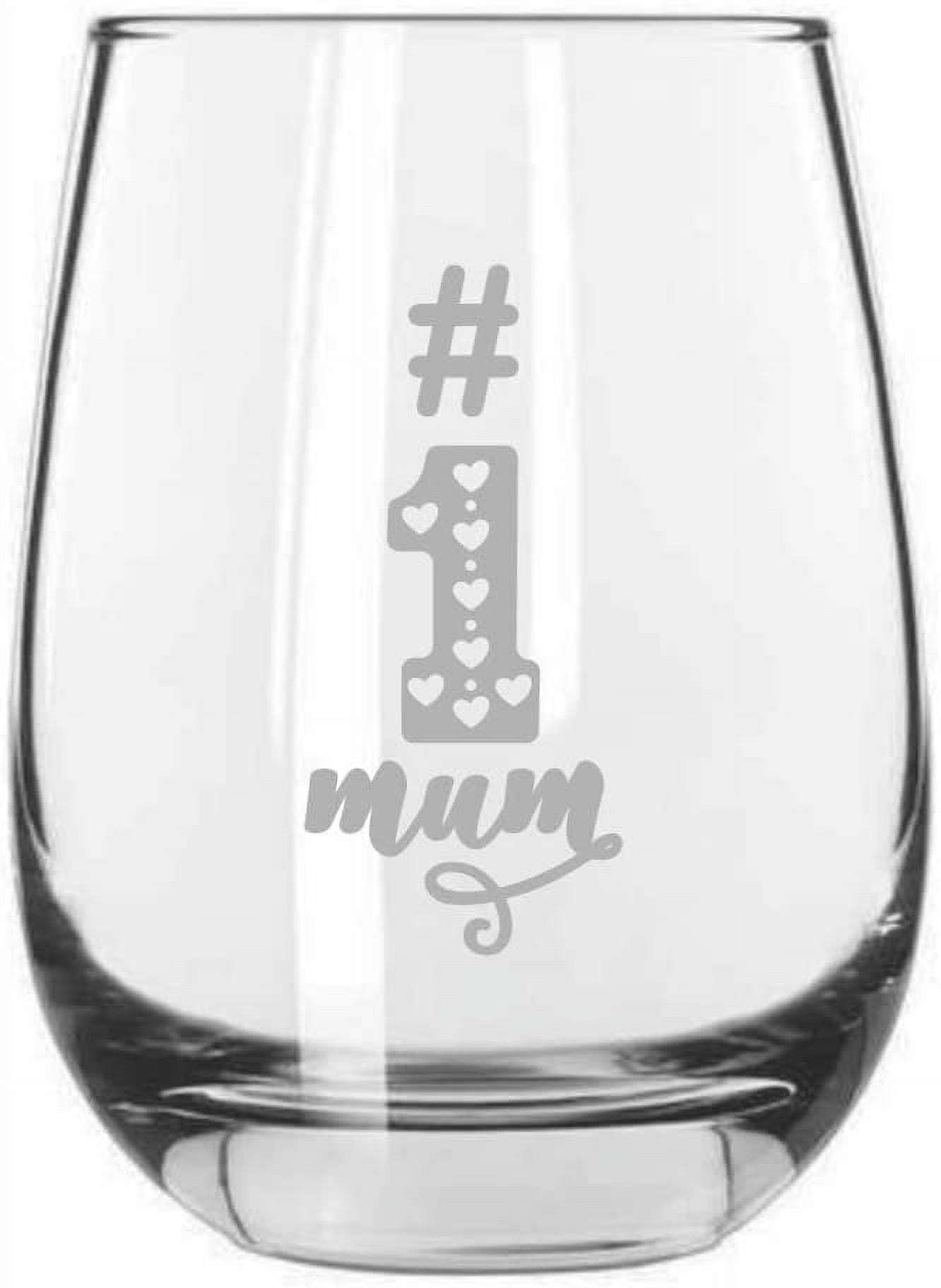 #1 Mum Mother's Day Etched 15.25oz Libbey Stemless Wine Glass - Walmart.com