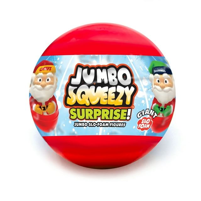 1 NFL FOOTBALL SANTA JUMBO SQUEEZY MATE CAPSULE BLIND PACK 5" SLOW RISE ...