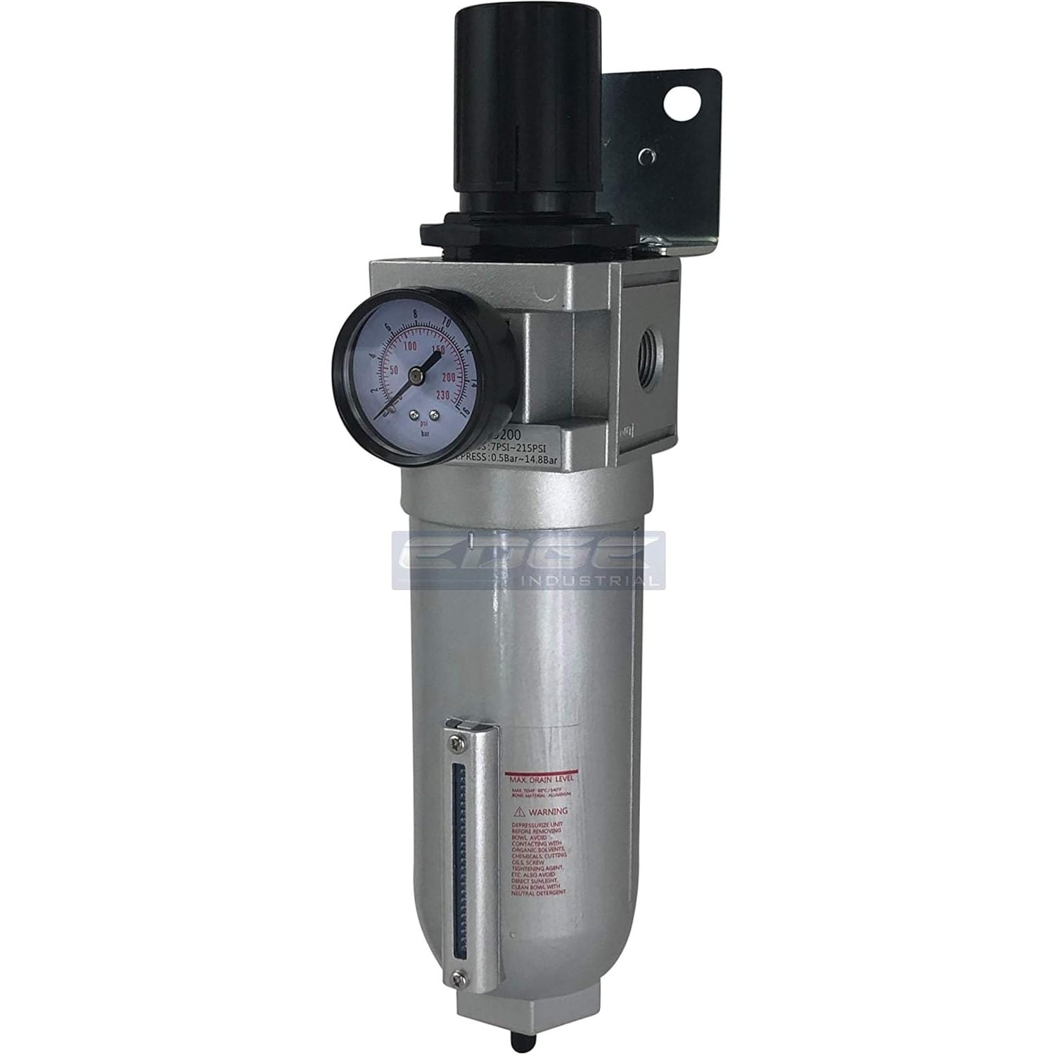 1" NPT HIGH FLOW AIR PRESSURE REGULATOR & PARTICULATE FILTER WATER TRAP ...