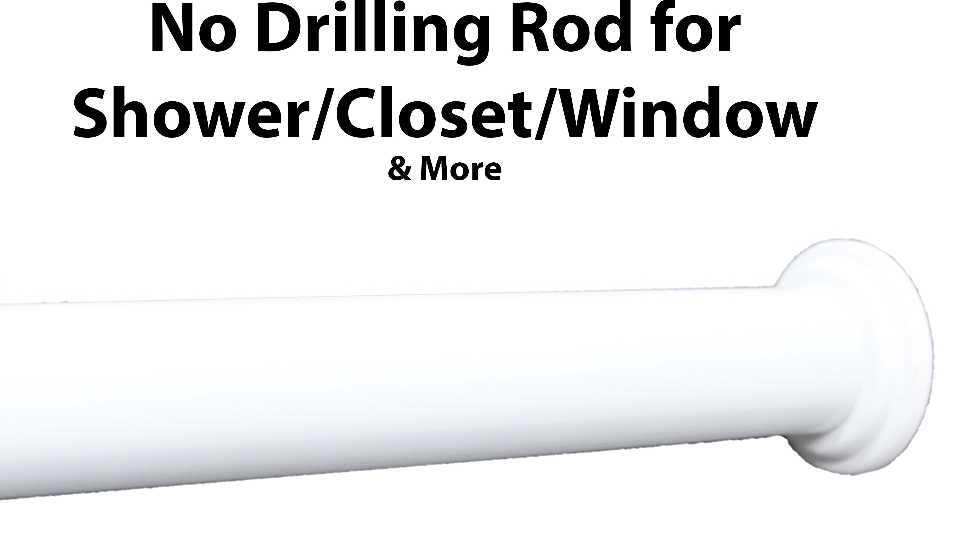 "Expandable Adjustable 1"" Heavy Duty Tension Rod, No Drilling, 42""-72 ...