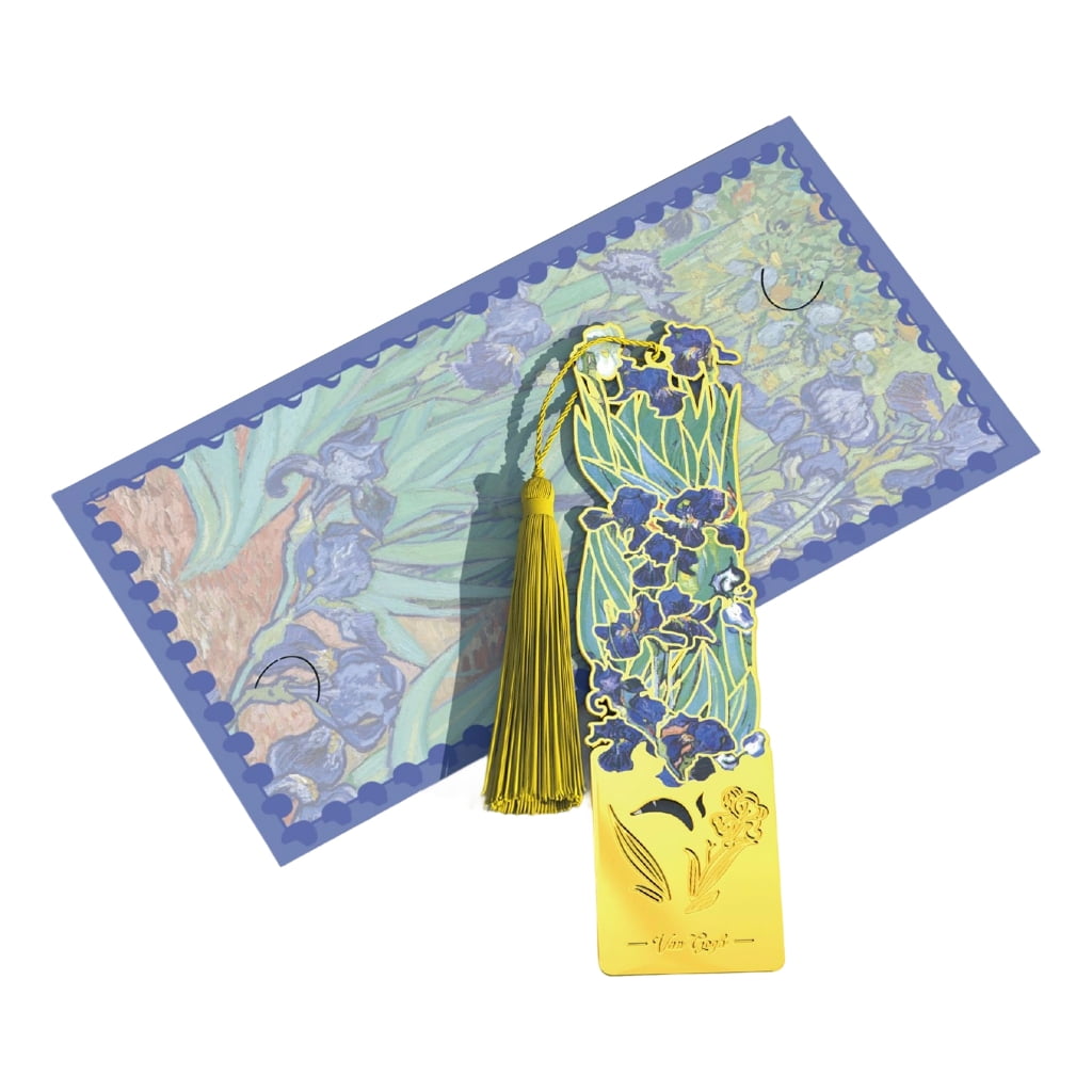 1. Oil Painting Metal Bookmarks with Tassels Hollow Flower Engraved ...