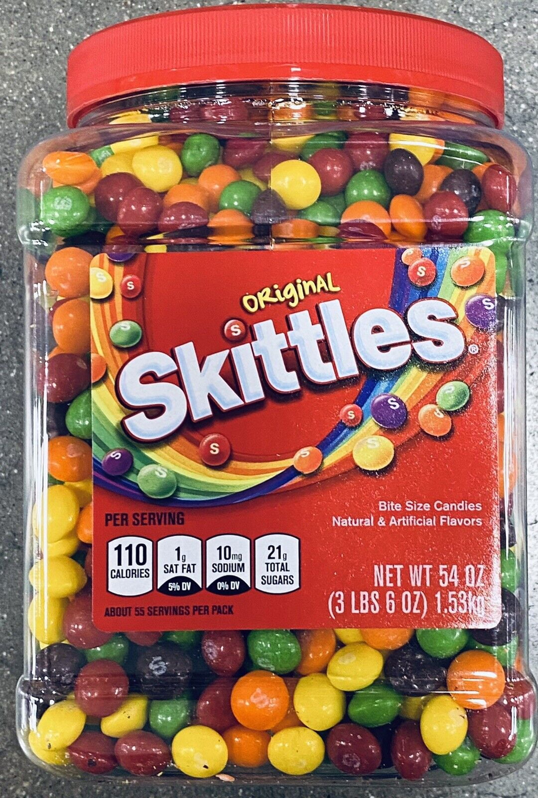 Skittles Fruit Assorted Chewy Candy Jar 54 Oz Bulk Tubs, Soft Bite Size ...