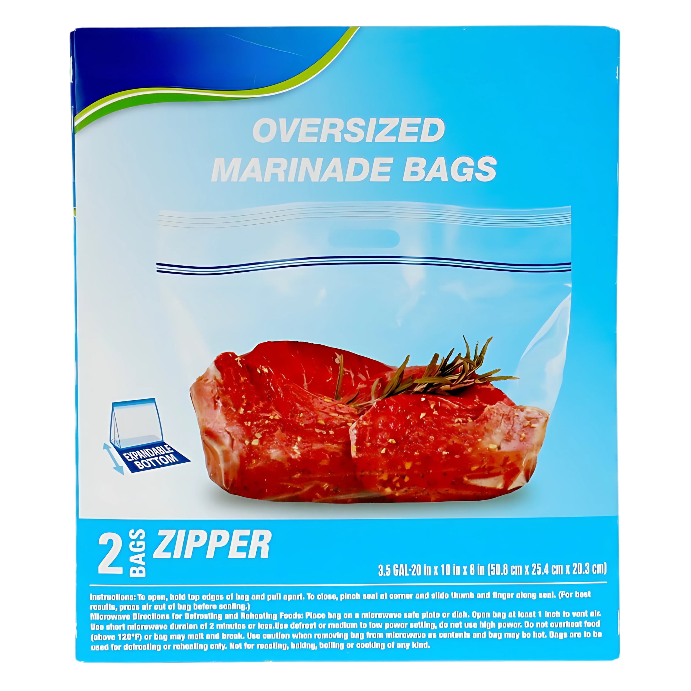 (1) Oversized Marinade Bags 20 x 10 x 8 Inches 2 count Each Box with ...