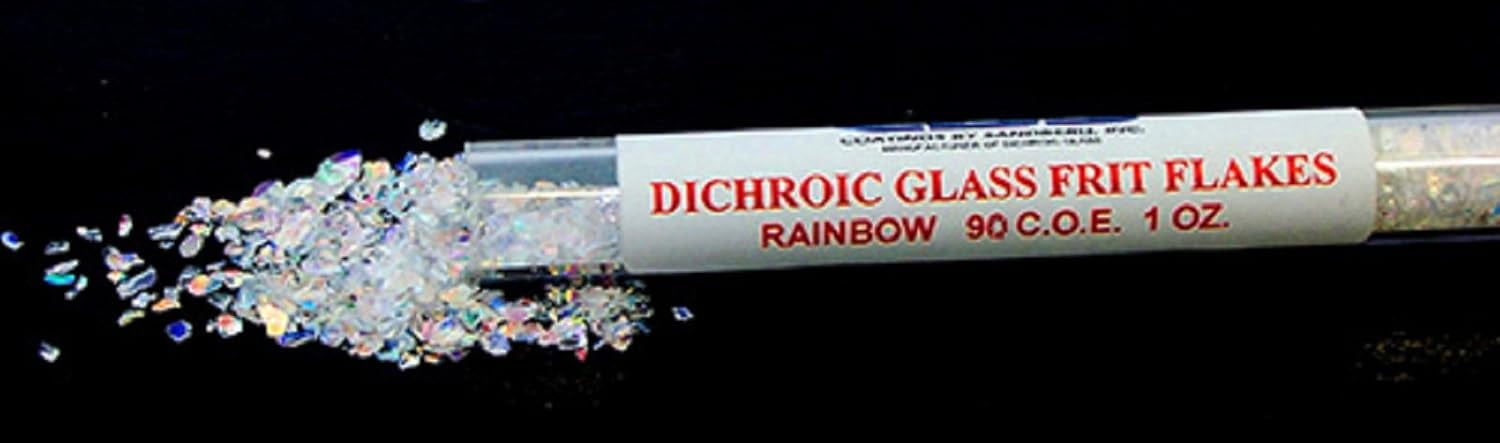 1 Oz CBS Clear Dichroic Glass Frit Flakes w Coe90 Fusible DF501L8 ...
