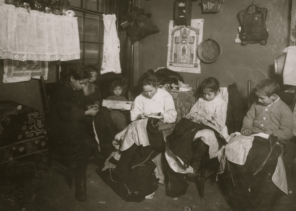 1 P.M. Family of Onofrio Cottone finishing garments in a terribly run ...