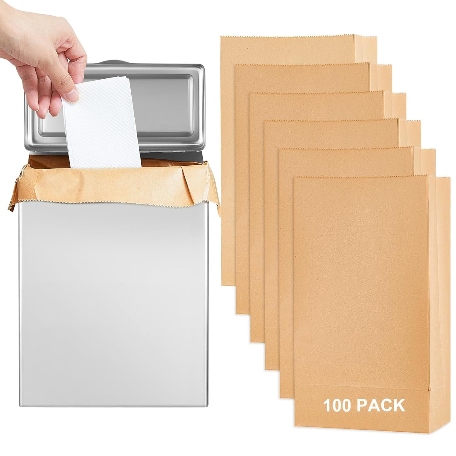 1 P cs Sanitary Napkin Receptacle with 100 Feminine Hygiene Liner Bag ...