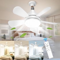 Socket Fan Light Ceiling Fans with Lights and Remote, 3-Speed Wind ...