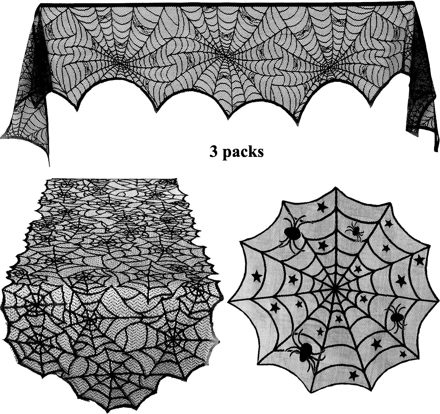 1 PACK / 3 PACK Set Halloween Lace Spiderweb Tablecloth Fireplace ...