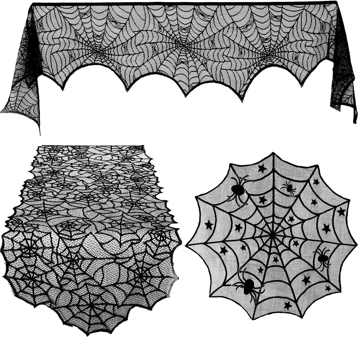 1 PACK / 3 PACK Set Halloween Lace Spiderweb Tablecloth Fireplace ...