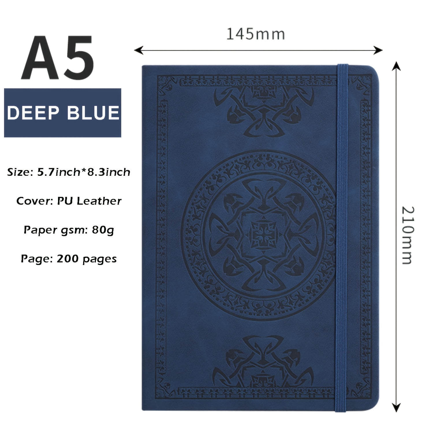 1 PACK A5 Hardcover Notebook Journal, 200 Pages 80gsm 5.7"x8.3" Leather ...