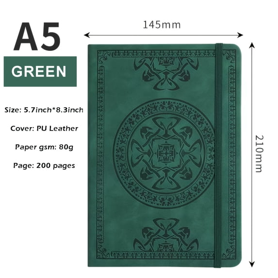 1 PACK A5 Hardcover Notebook Journal, 200 Pages 80gsm 5.7"x8.3" Leather ...