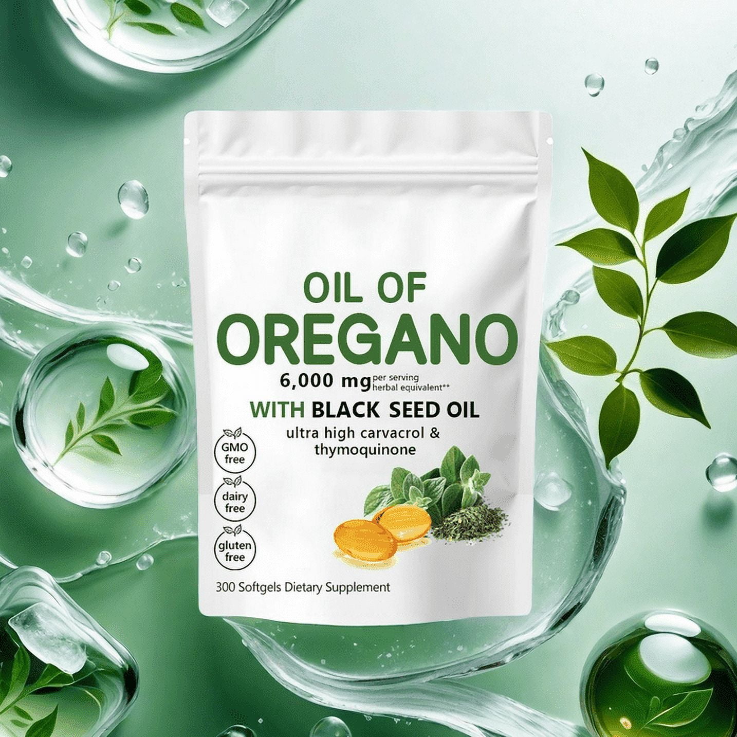 （1 PACK ） Oregano Oil with Black Seed Oil SoftgelsOregano Oil HHYD ...