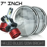 1 PAIR 7" ROUND H6024/H6017 H4 CONVERSION HEADLIGHT + H4 LED WHITE ...