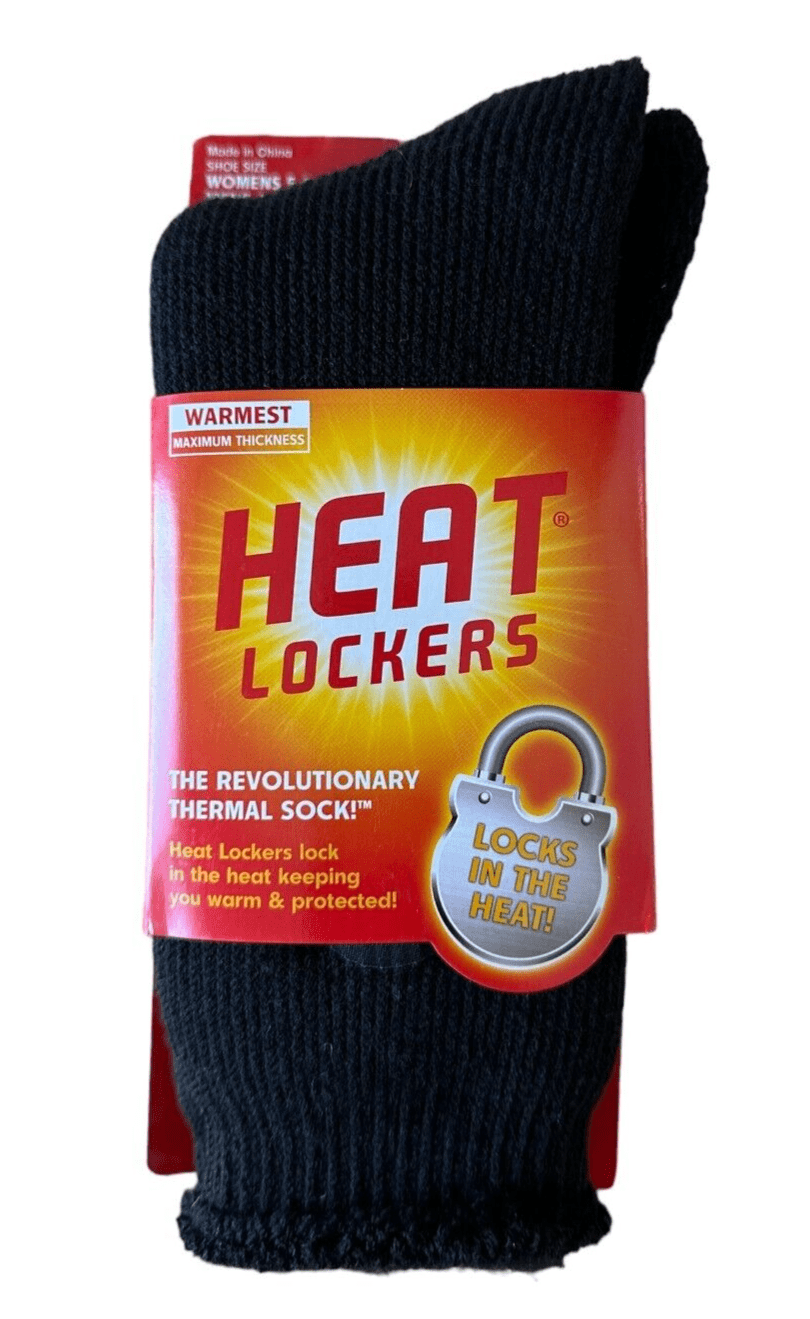 1 PAIR HEAT LOCKERS SOCKS BLACK NIP WOMENS 5-9 MENS 4-8 THERMAL SOCK ...