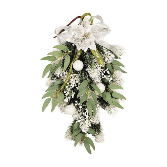 1 PC 19.7 Inch Christmas Swag with White Poinsettia and Eucalyptus ...