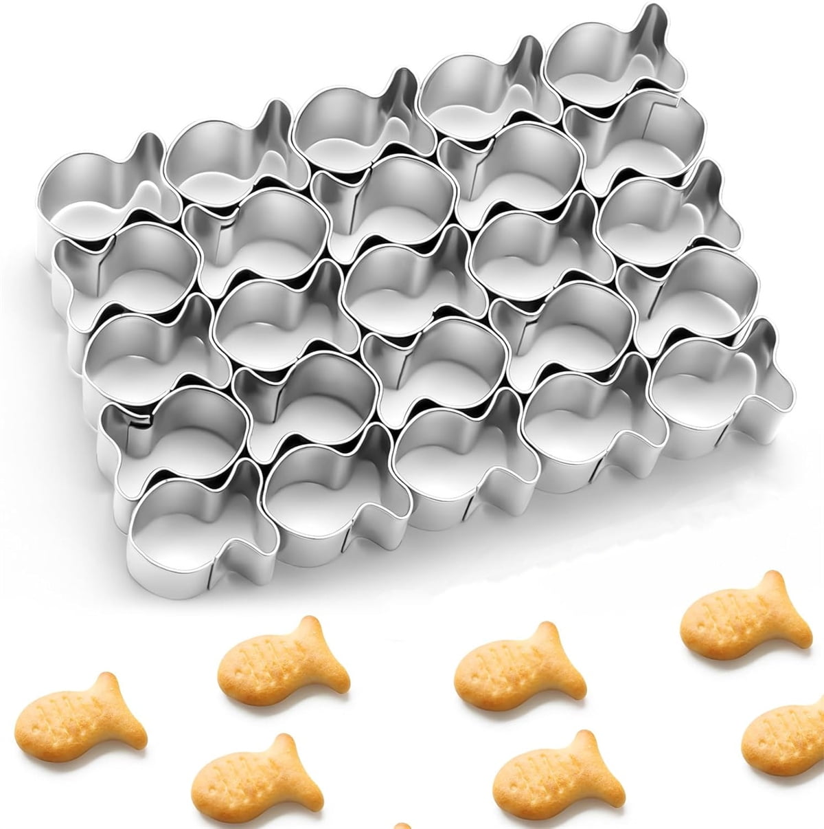 1 PC 25-Cavity Goldfish Cracker Cutter,Non-Stick Mini Cookie Cutter ...