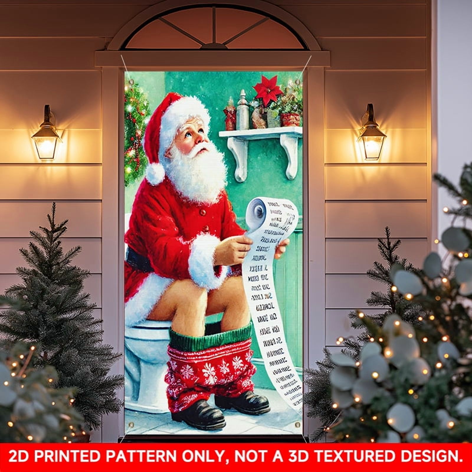 1 PC, 2D Flat/ Flat art decorative door cover decoration, Santa Claus ...