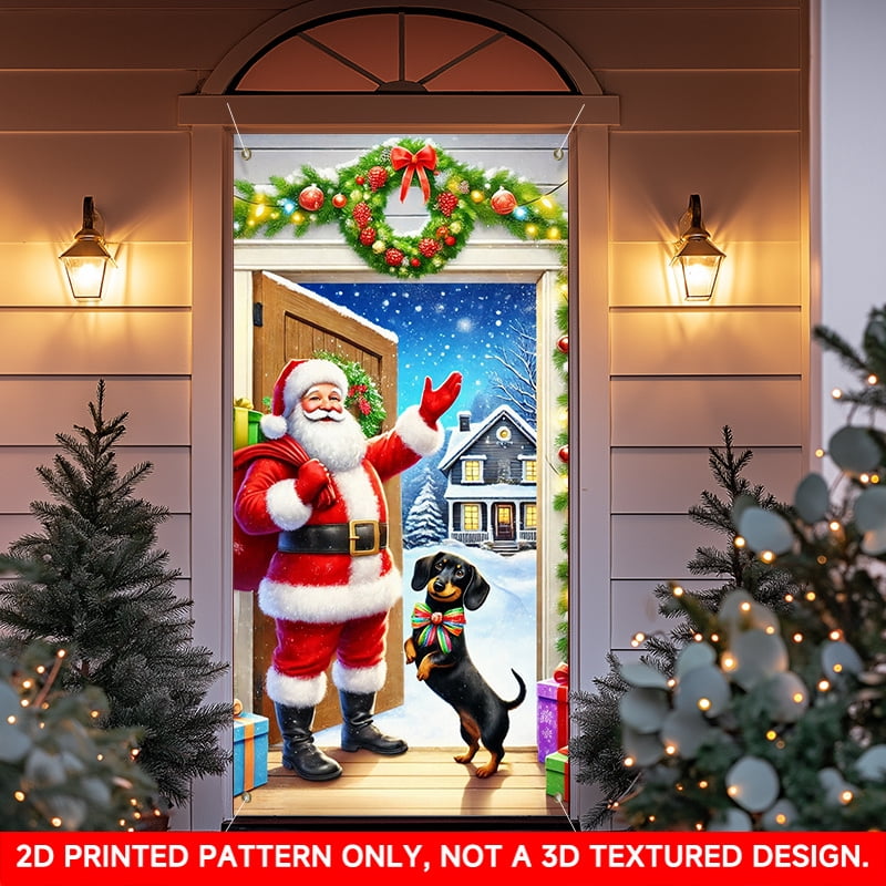 1 PC, 2D Flat/ Flat art decorative door cover decoration, Santa and ...