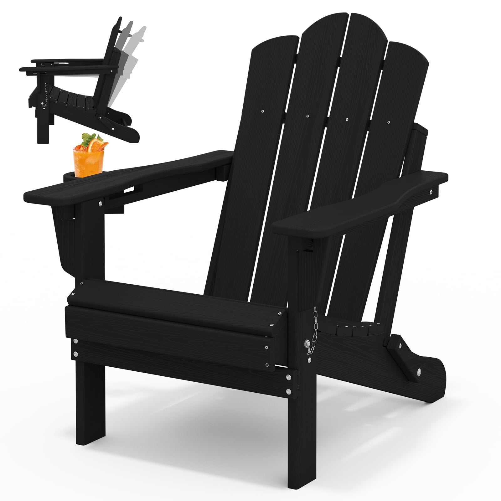 JUSTLET Three-position Adjustable Backrest Folding Adirondack Chair W ...