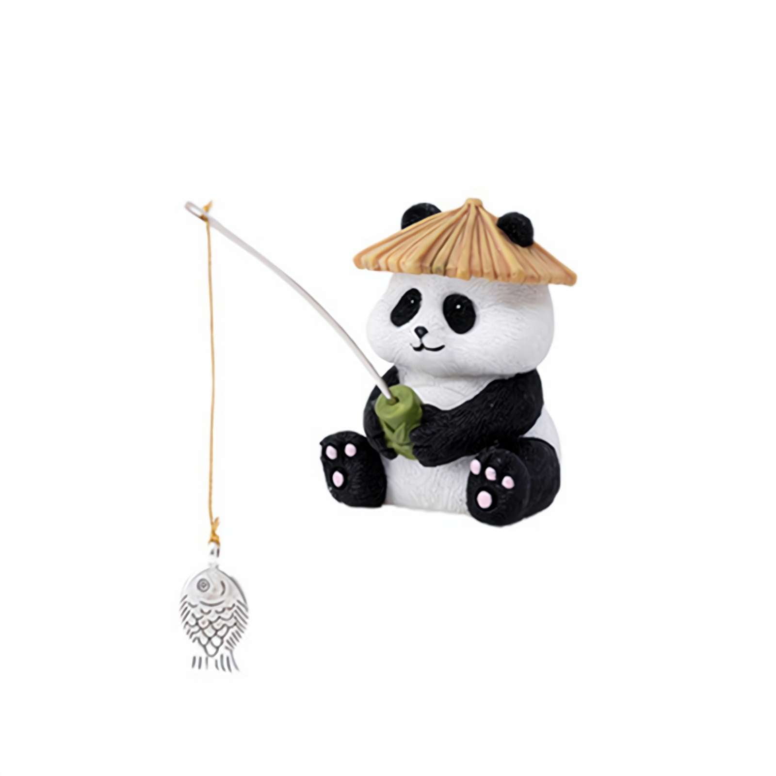 1 PC Adorable Resin Fishing Panda Figurine, Landscape Fairy Garden ...