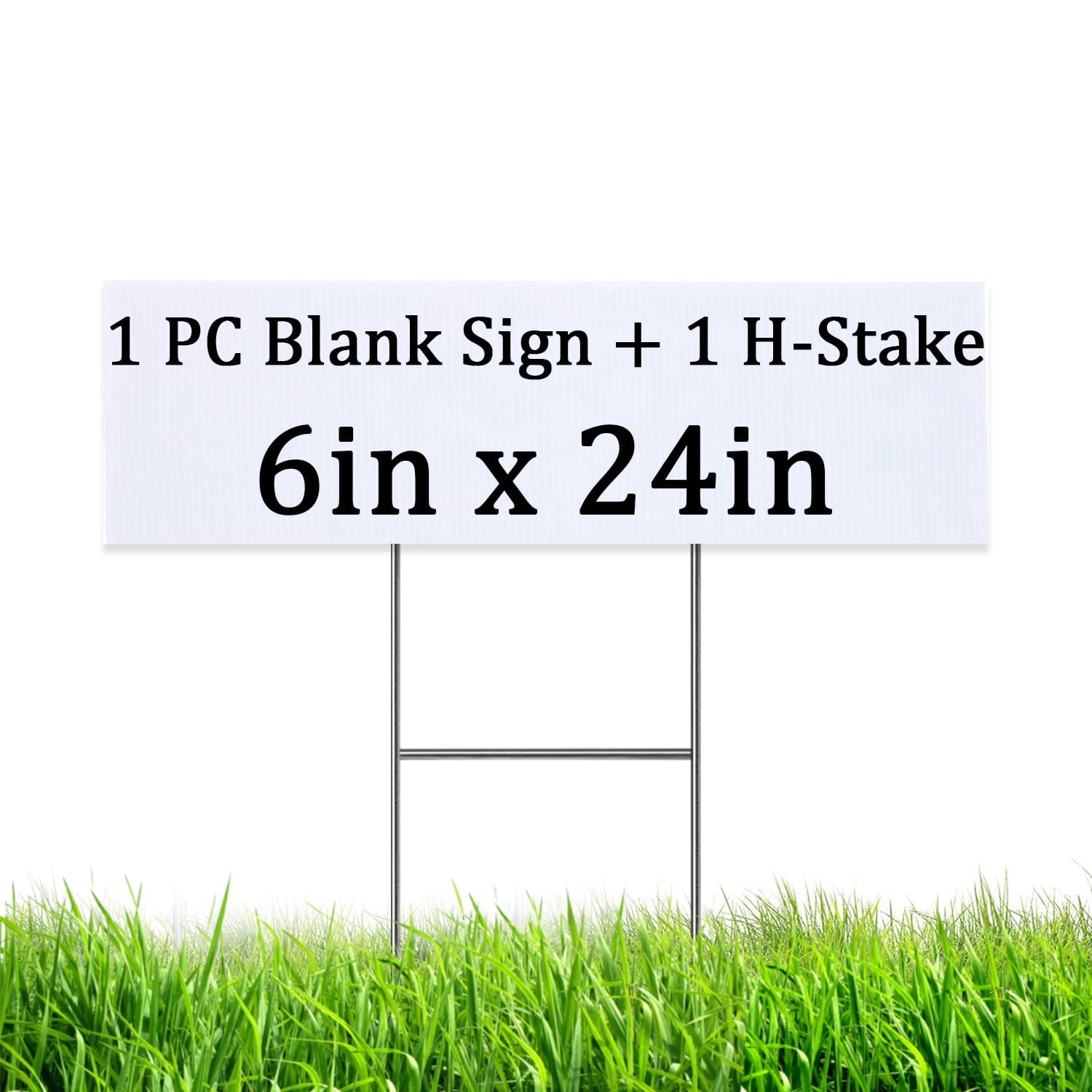 1 PC Blank Yard Signs with H Metal Stakes, 6 x 24in Corrugated Plastic ...