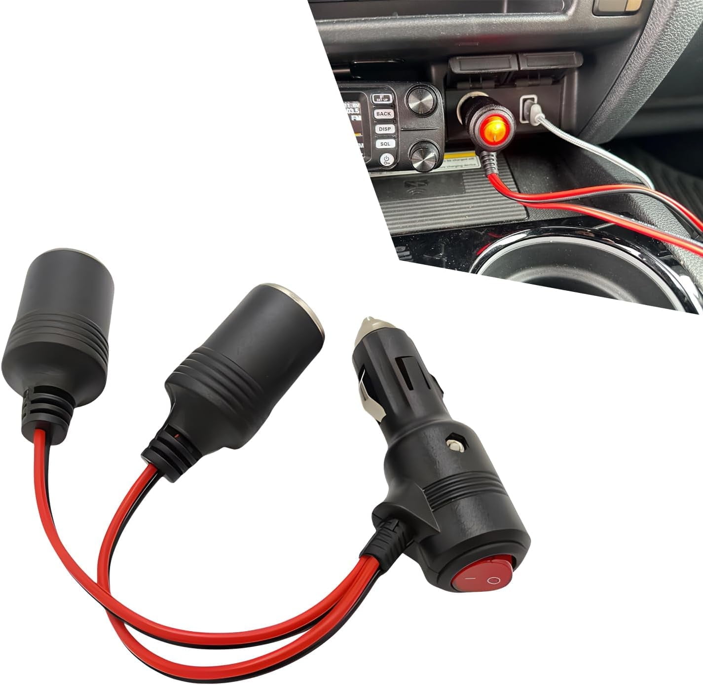 1 PC Car 1 to 2 Cigarette Lighter Extension Cable,Y-shaped Cigarette ...