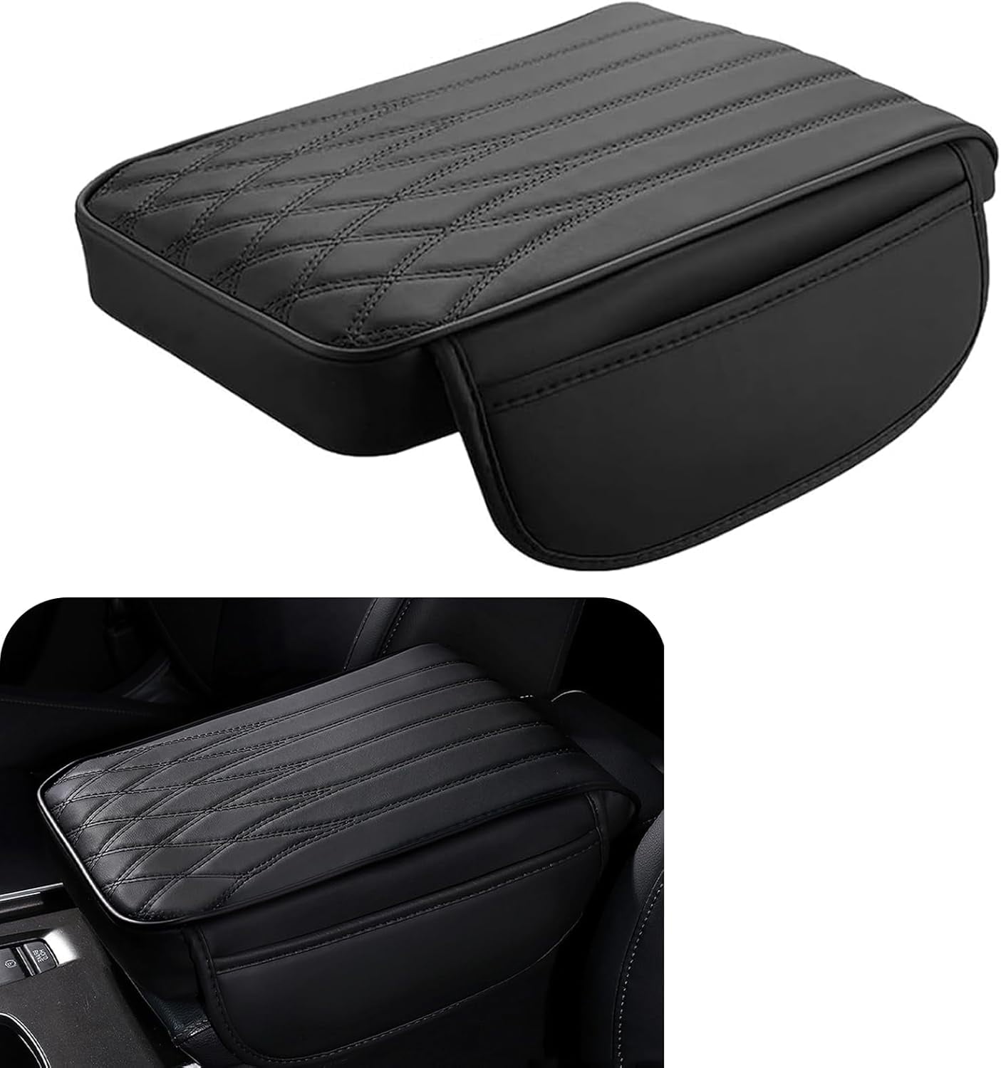 1 PC Car Center Console Cover, 8.66In x 12.59In x 1.96In Side Pocket ...