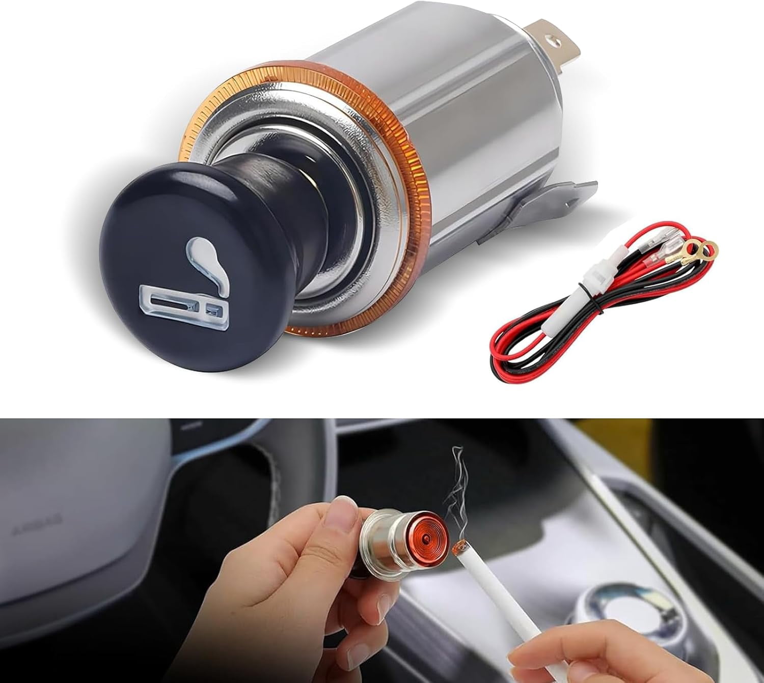 1 PC Car Cigarette Lighter Female Socket with Eject Button, DC 12V ...