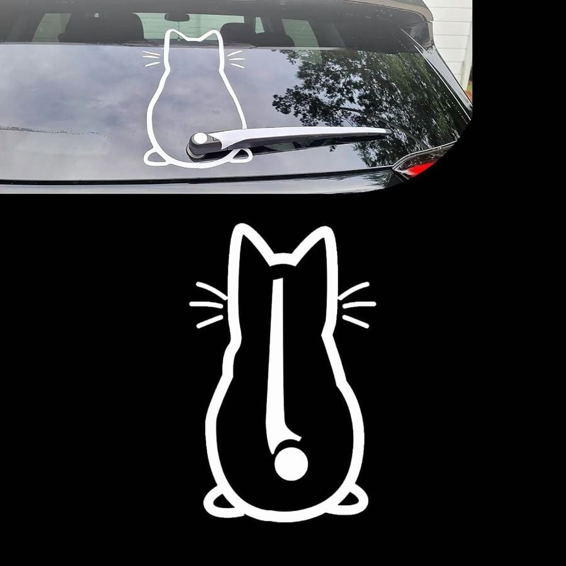 1 PC Car Rear Wiper Cat Sticker, 7.87" x 12.59" PVC Finely Carved Cute ...