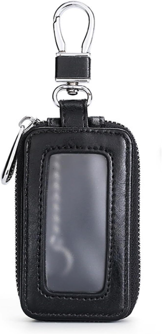 1 PC Car Remote Control Zipper Key Bag, Metal + PU Leather Key Storage ...