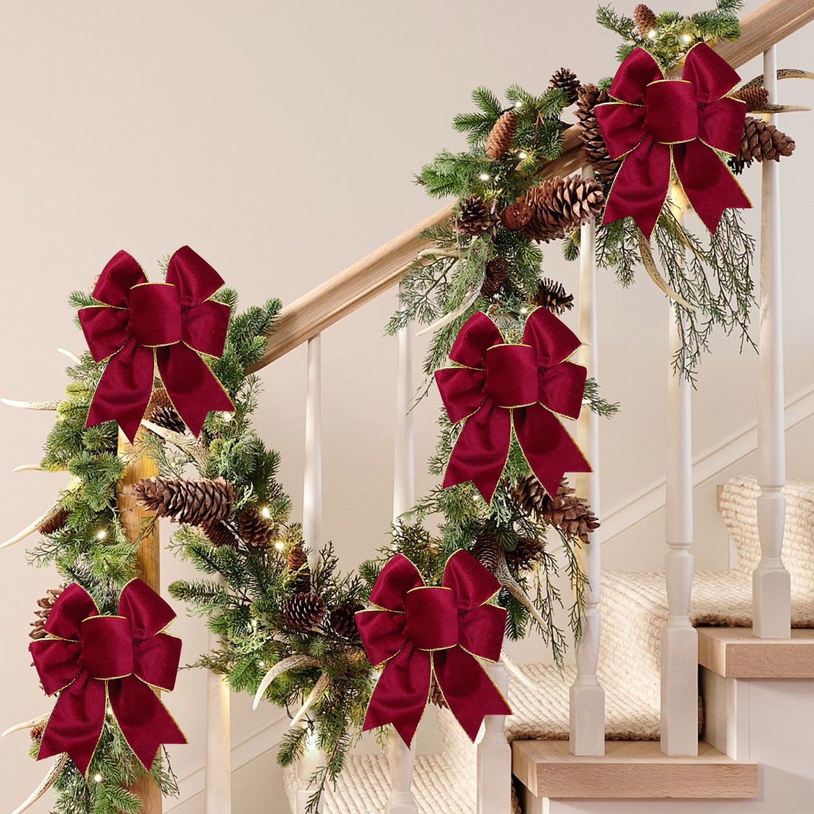 1 PC Christmas Bow for Wreath, Christmas Wreath Bow with Gold Edge ...