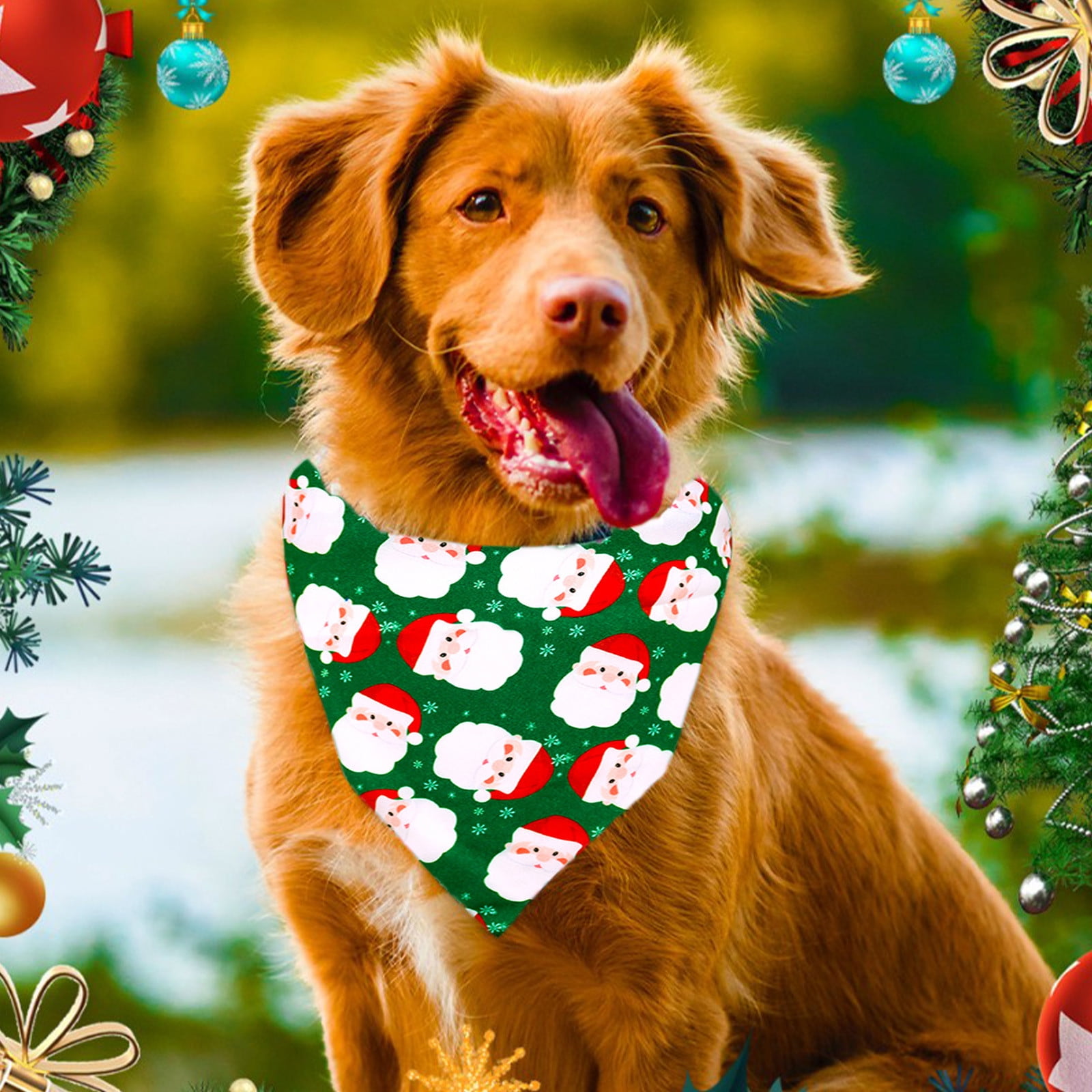 1 PC Christmas Pet Bandana, Double Side Machine Washable Christmas Dog ...