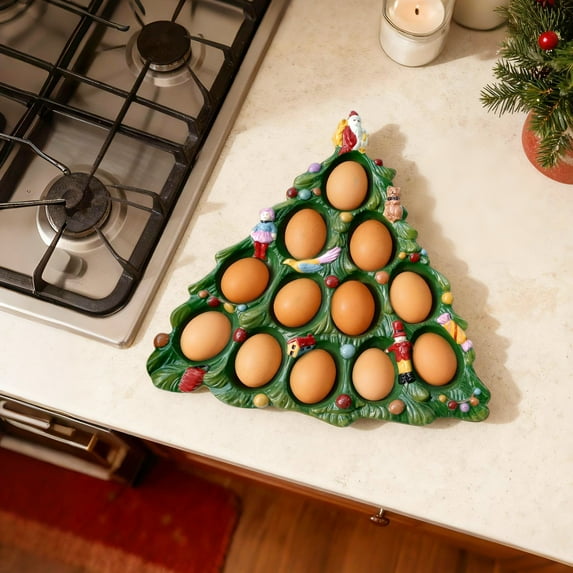 1 PC Christmas Tree Shape Deviled Egg Trays Platters Holds 12 Holes,Reusable Holiday Deviled ...