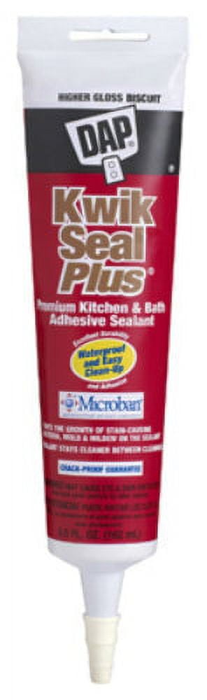 1 PC,Dap 18539 Kwik Seal Plus Kitchen & Bath Microban Caulk, 5.5 Oz ...