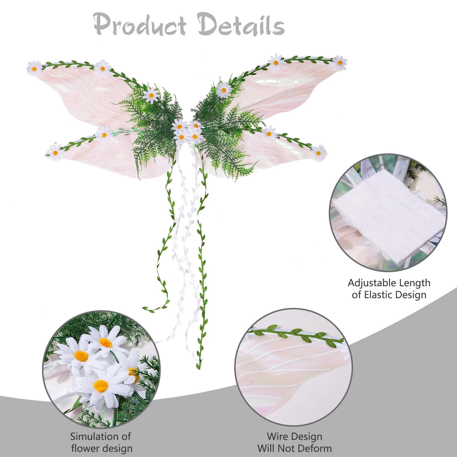 1 PC Floral Elf Wings with Elastic Straps, Butterfly Wings Mother ...