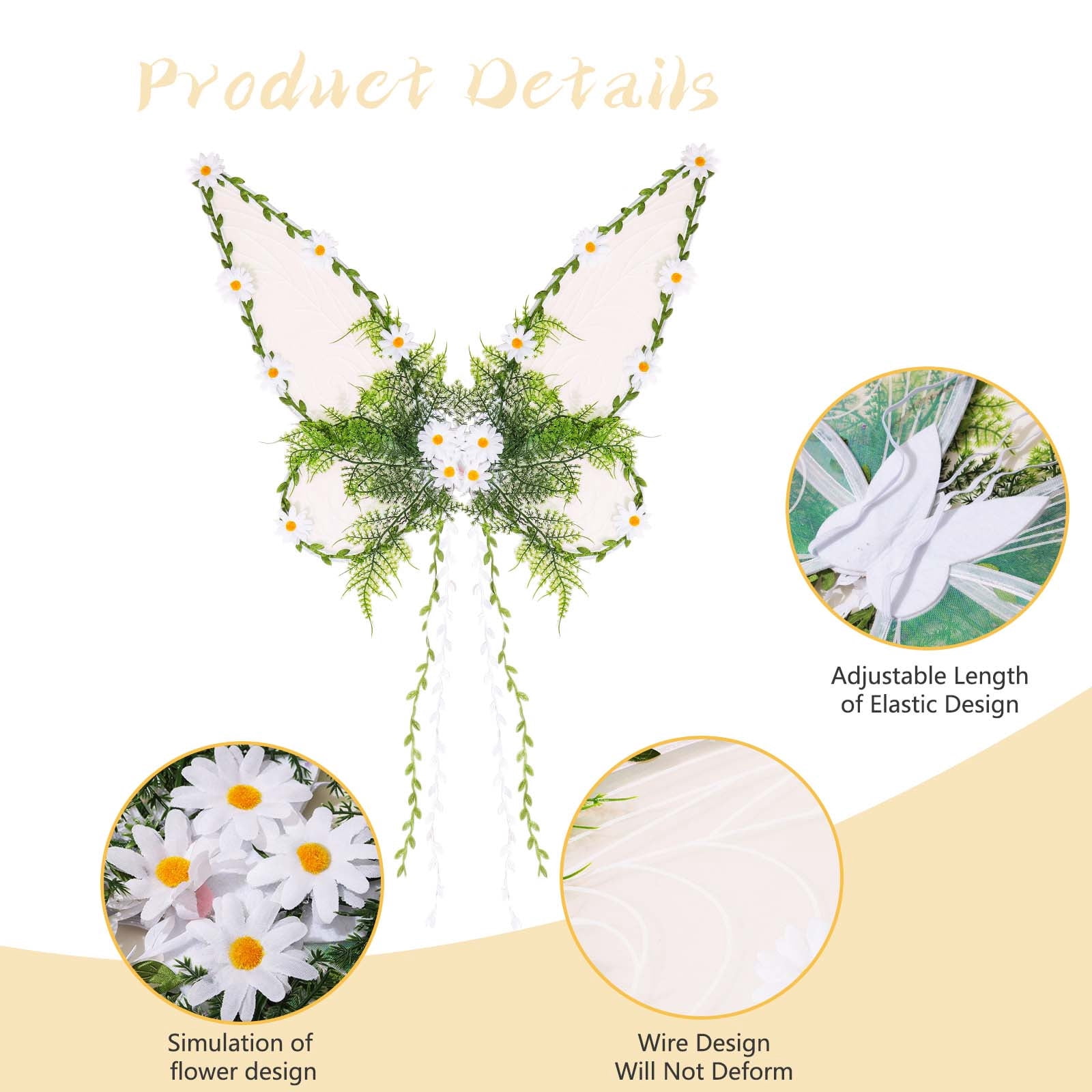 1 PC Floral Elf Wings with Elastic Straps, Butterfly Wings Mother ...
