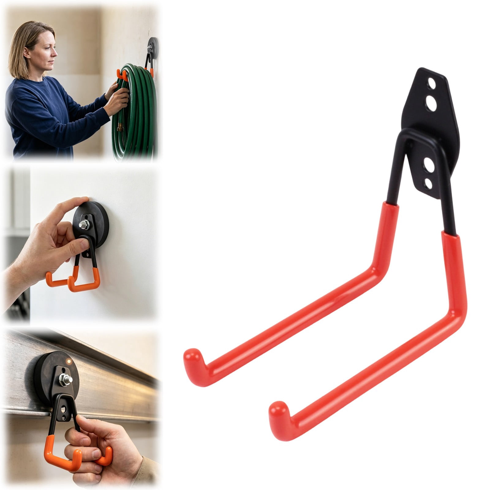 1 PC Garage Hooks, Utility Steel with Anti-Slip Coating Wall Mount ...