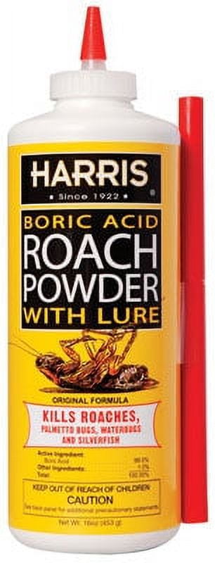 HARRIS Boric Acid Roach and Silverfish Killer Powder w/Lure, 16oz ...