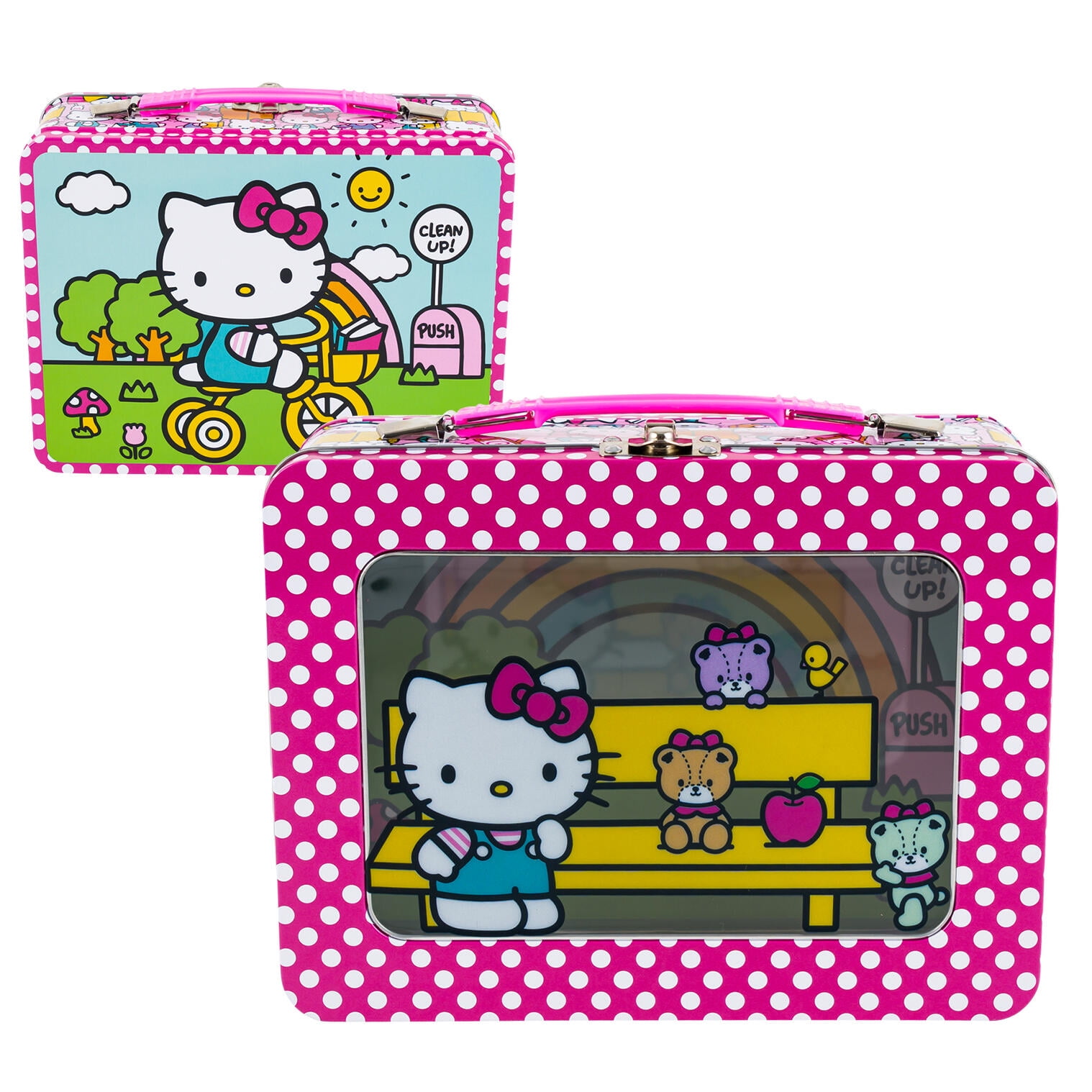 1 PC Hello Kitty 9 inches Metal Lunch Box- - 3D WINDOW DESIGN - Walmart.com